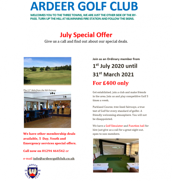 News – Ardeer Golf Club: Park Land Course Stevenston, North Ayrshire